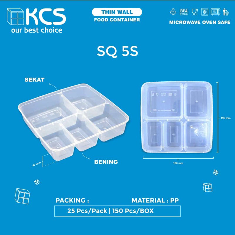 Jual Thinwall KCS Sekat 5 (SQ 5S) Isi 25 Kotak Makan Nasi Bento ... Jual Thinwall KCS Sekat 5 (SQ 5S) Isi 25 Kotak Makan Nasi Bento ...