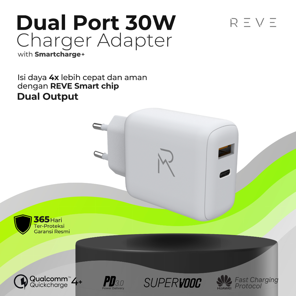 Jual Reve Dual Output Power Delivery 30W + Quick Charge 18W Fast ...