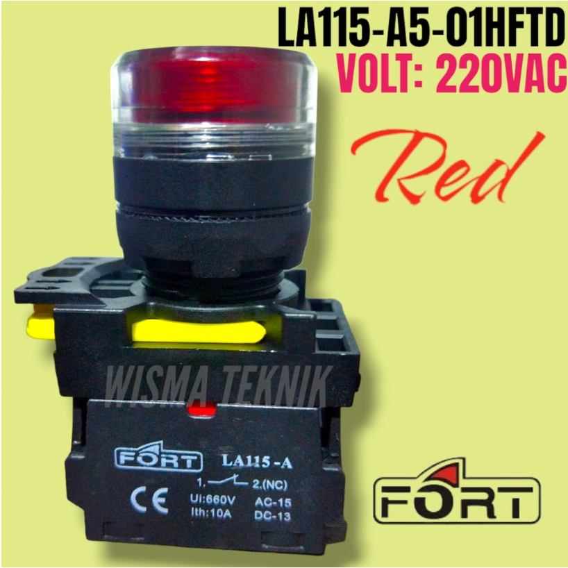 Jual ILLUMINATED PUSH LOCK BUTTON WITH LED RED NO FORT LA115-A5-10HFTD | Shopee Indonesia