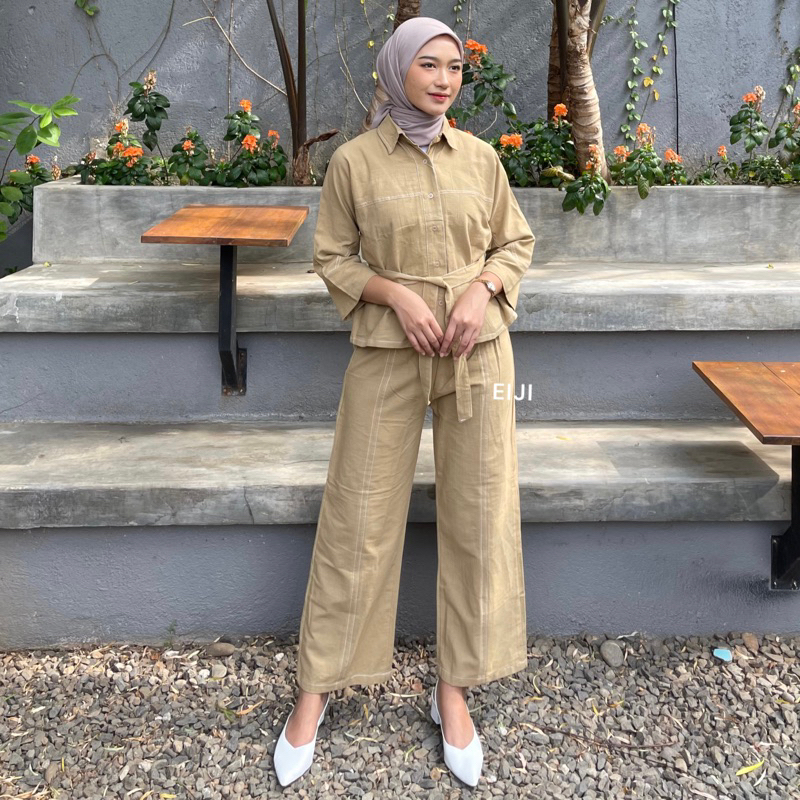 Jual April Set Linen - One Set Wanita - Celana Kulot - Baju Wanita ...