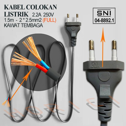 Jual Kabel Listrik Kabel Power Kabel Buntung Kabel AC 220V | Shopee ...