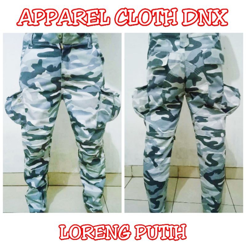 Jual CELANA ALPIN PUNK LORENG PUTIH SAKU KEMPOL GEMBOL BALON, CELANA ...