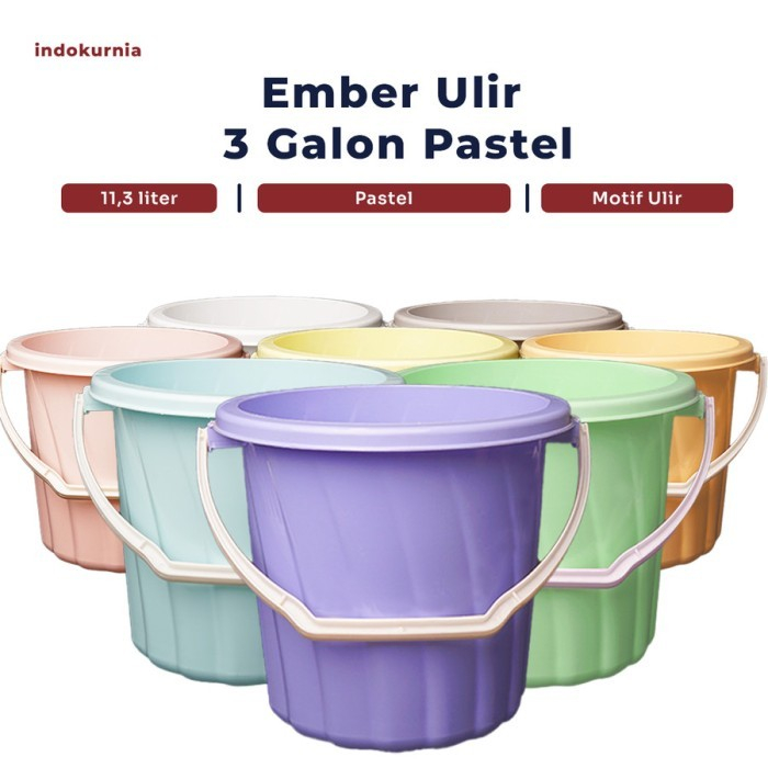 Jual IH- EMBER SERBAGUNA PLASTIK ULIR 3 GALON PASTEL EMBER 11 LITER ...