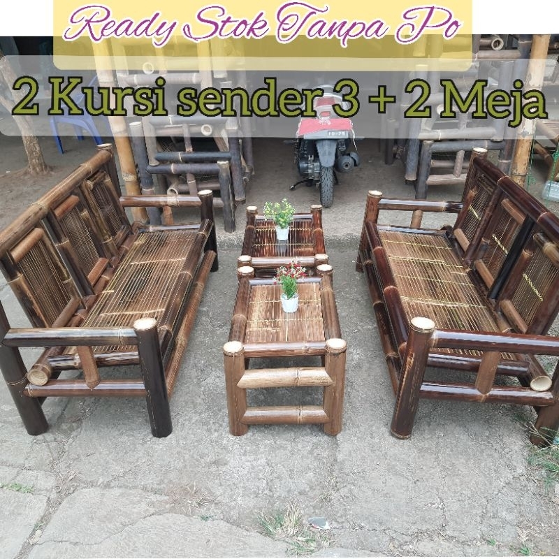 Jual Kursi set bambu hitam, bambu wulung | Shopee Indonesia