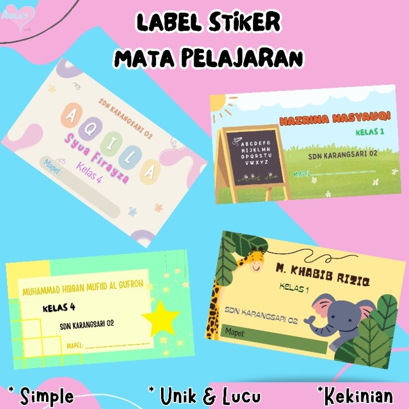 Jual label stiker mapel mata pelajaran untuk di sampul buku (Harga per ...