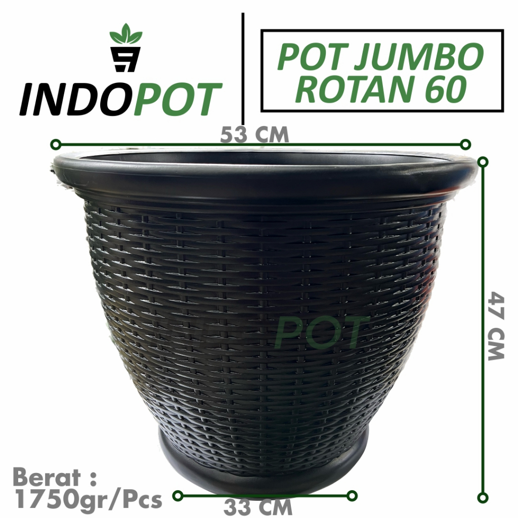 Jual Pot Rotan Jumbo 60 Warna Hitam Pot Tanaman Besar Pot Kopeng Pot ...