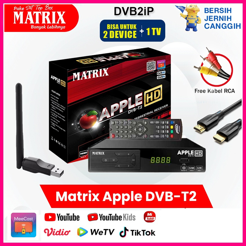 Jual Set Top Box Matrix Apple Merah Digital Antena UHF DVB T2 TV HD ...