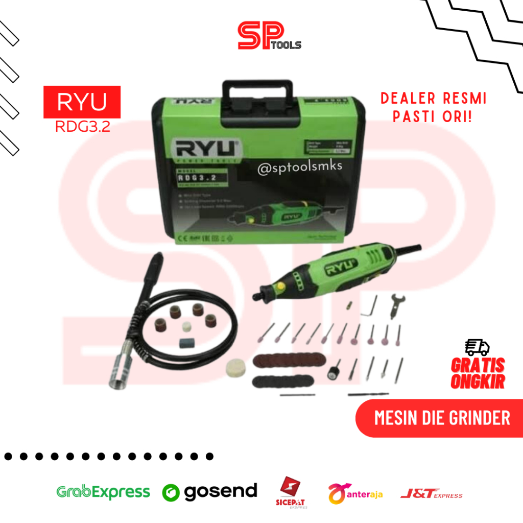 Jual MESIN DIE GRINDER MINI SET / GERINDA GURINDA TUNER LURUS RYU RDG3 ...