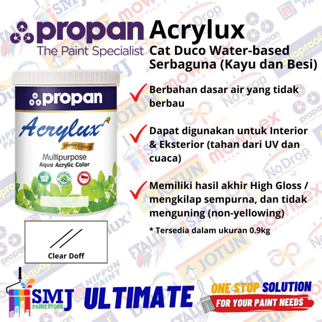 Jual Cat Duco Water Based Besi Kayu PROPAN ACRYLUX Clear Gloss Varnish ...