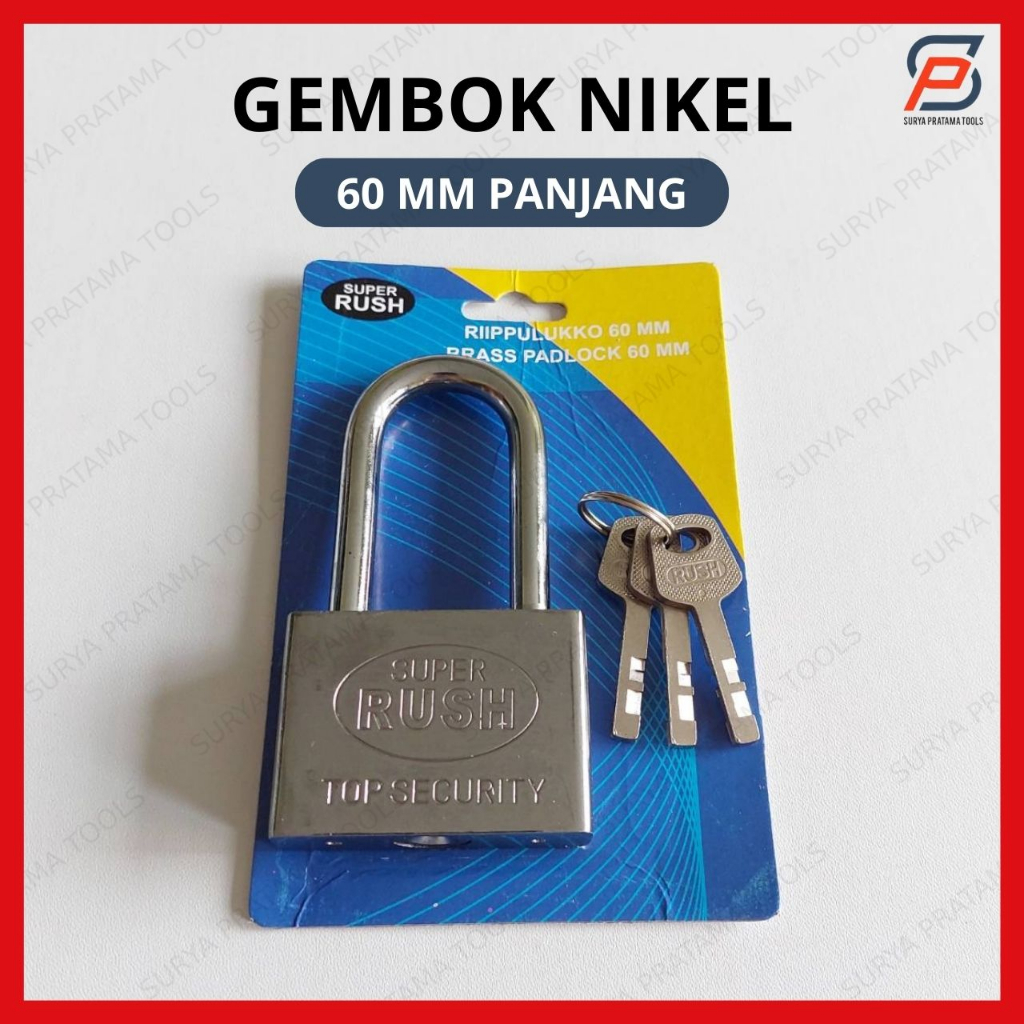 Jual Gembok Nikel Pintu Pagar 60 mm Panjang Rush / Gembok Nekel 60mm ...