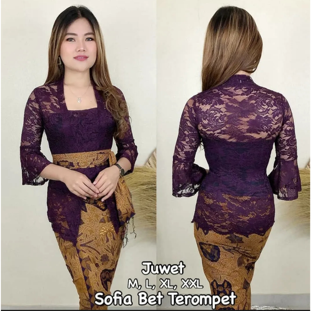 Jual kebaya brokat wanita bali lengan pendek terbaru 2023 kebaya brokat ...