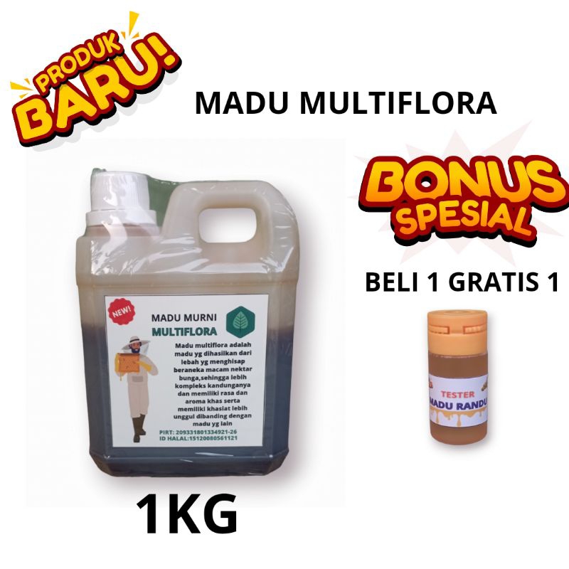 Jual Madu Murni Nektar Bunga [1KG] Multiflora 100% Raw Honey Organik ...