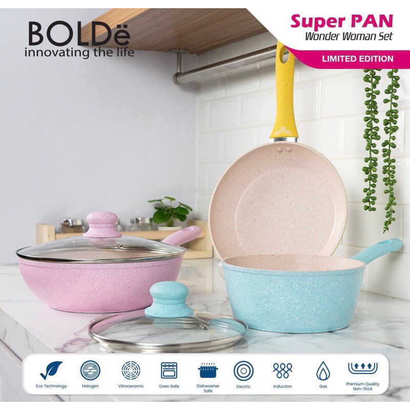 Jual BOLDe Super PAN Wonder Woman Set Sauce Pan Wok Pan Frypan | Shopee ...