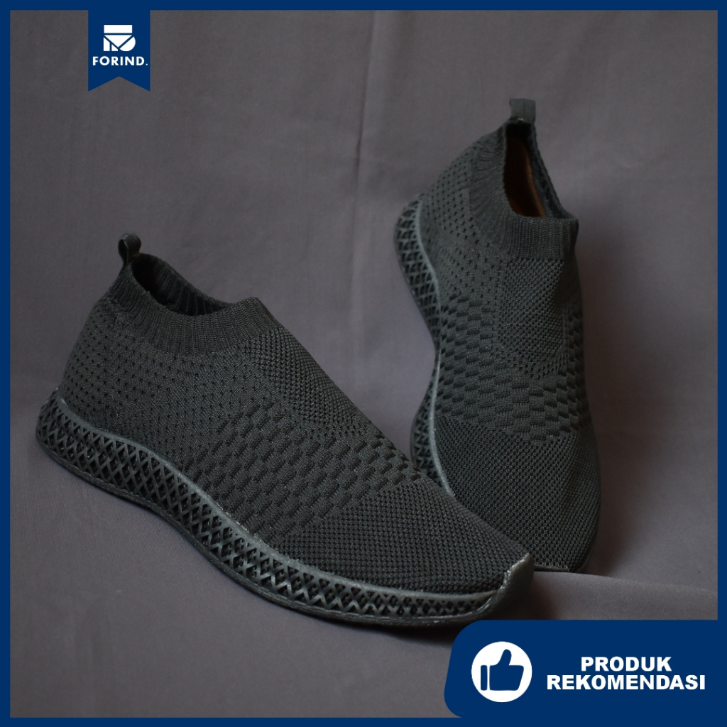 Jual Leander Fulll Black | 39-44 | Sepatu Sneakers PK OG Lari Knit ...