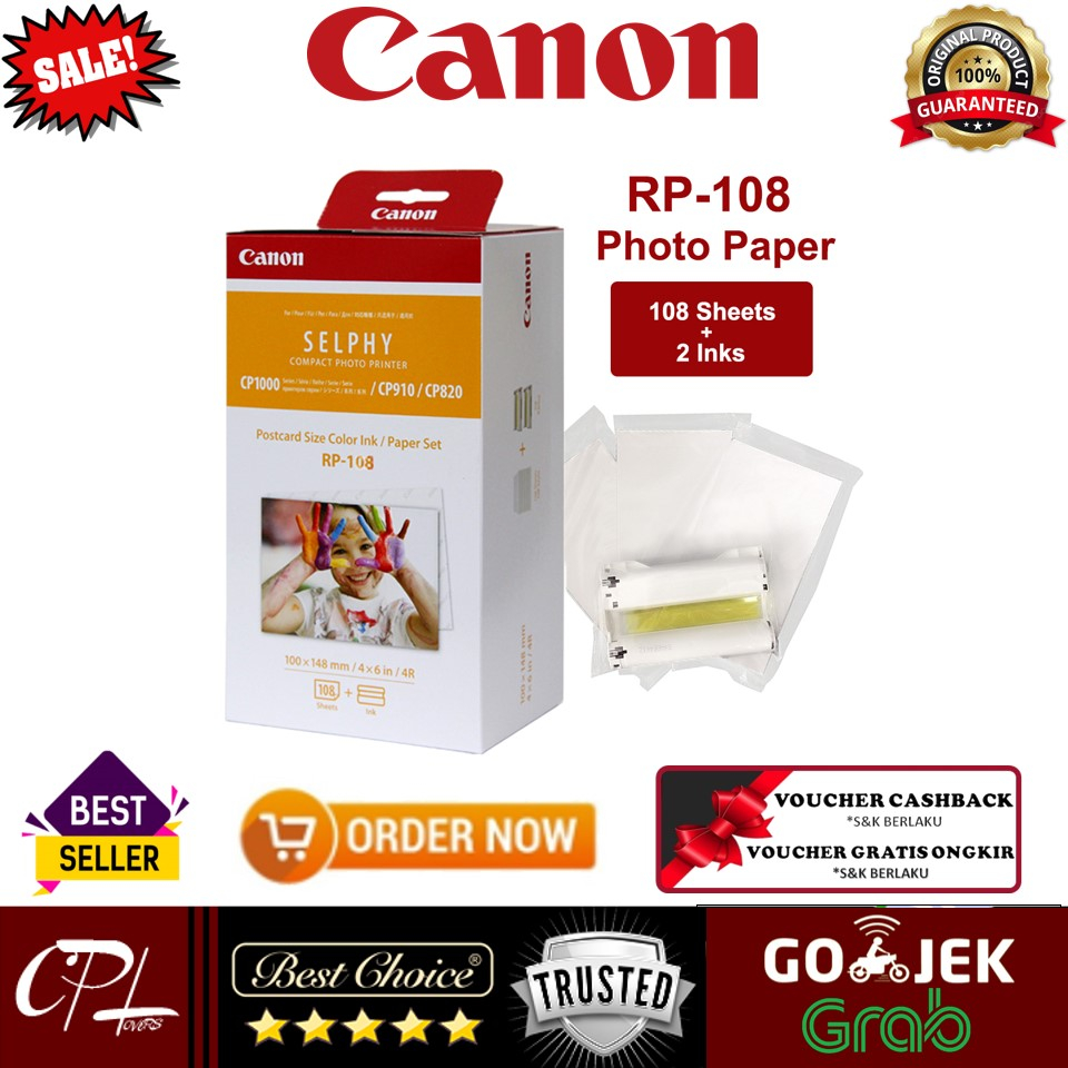 Jual Canon Paper RP 108 Tinta Paper Canon Selphy CP820 CP910 CP1000 ...