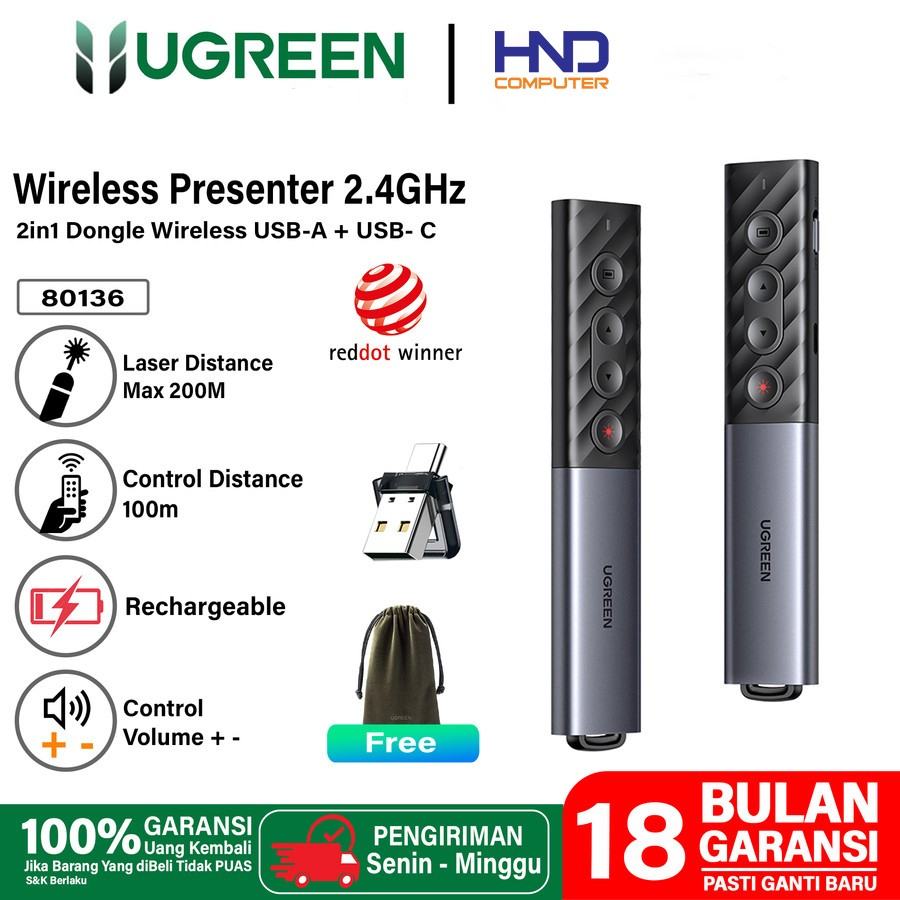 Jual UGREEN Laser Pointer Wireless Presenter Remote Presentasi - 50654/80136 | Shopee Indonesia