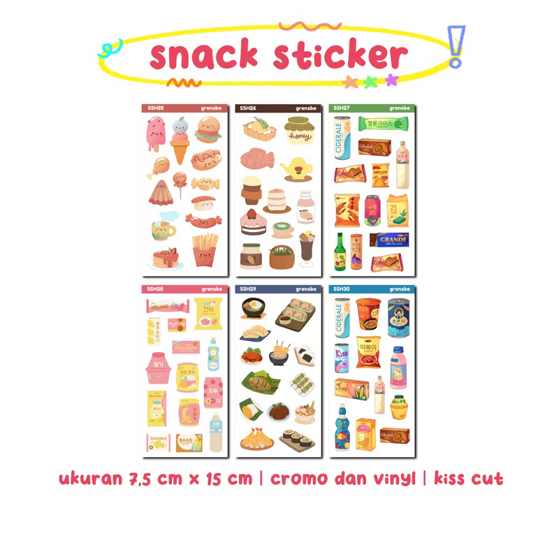 Jual sticker sheet snack korea plannel bujo deco journal aesthetic ...