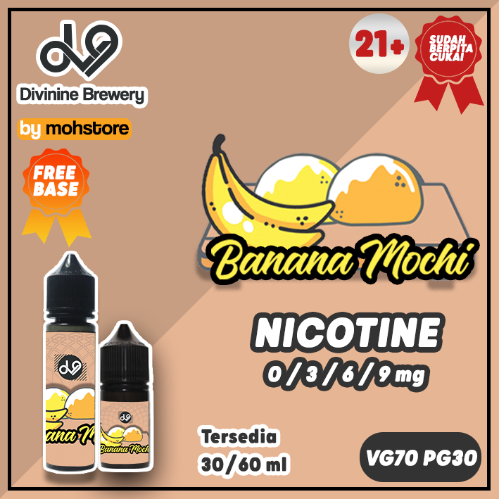 Jual Liquid Vape Dv9 Banana Mochi Creamy Freebase Nicotine MOD POD ...