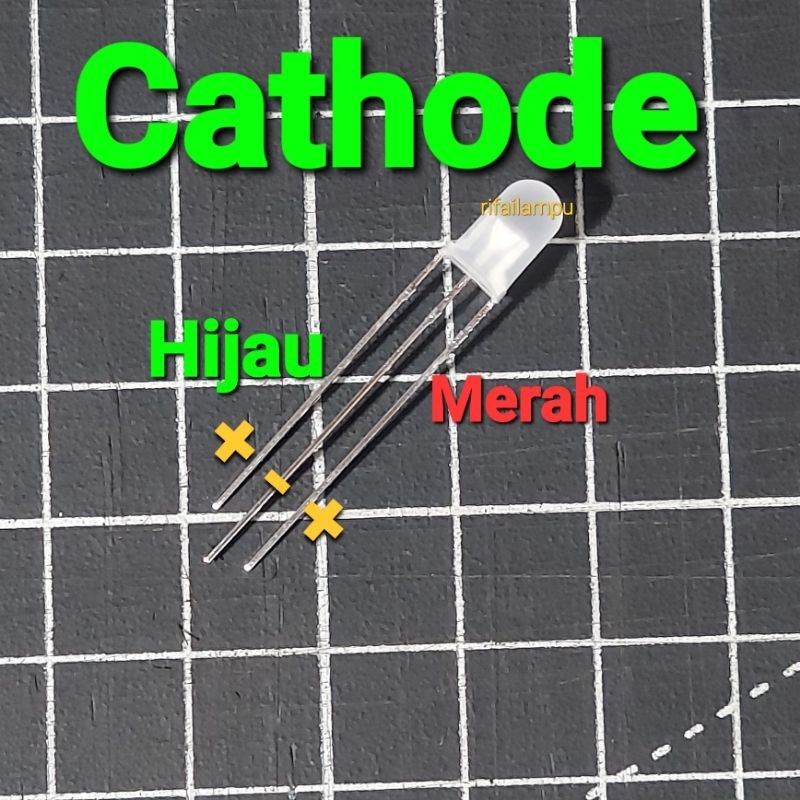 Jual Led indikator 3mm 5mm 3 kaki 2 warna merah hijau cathode anode ...