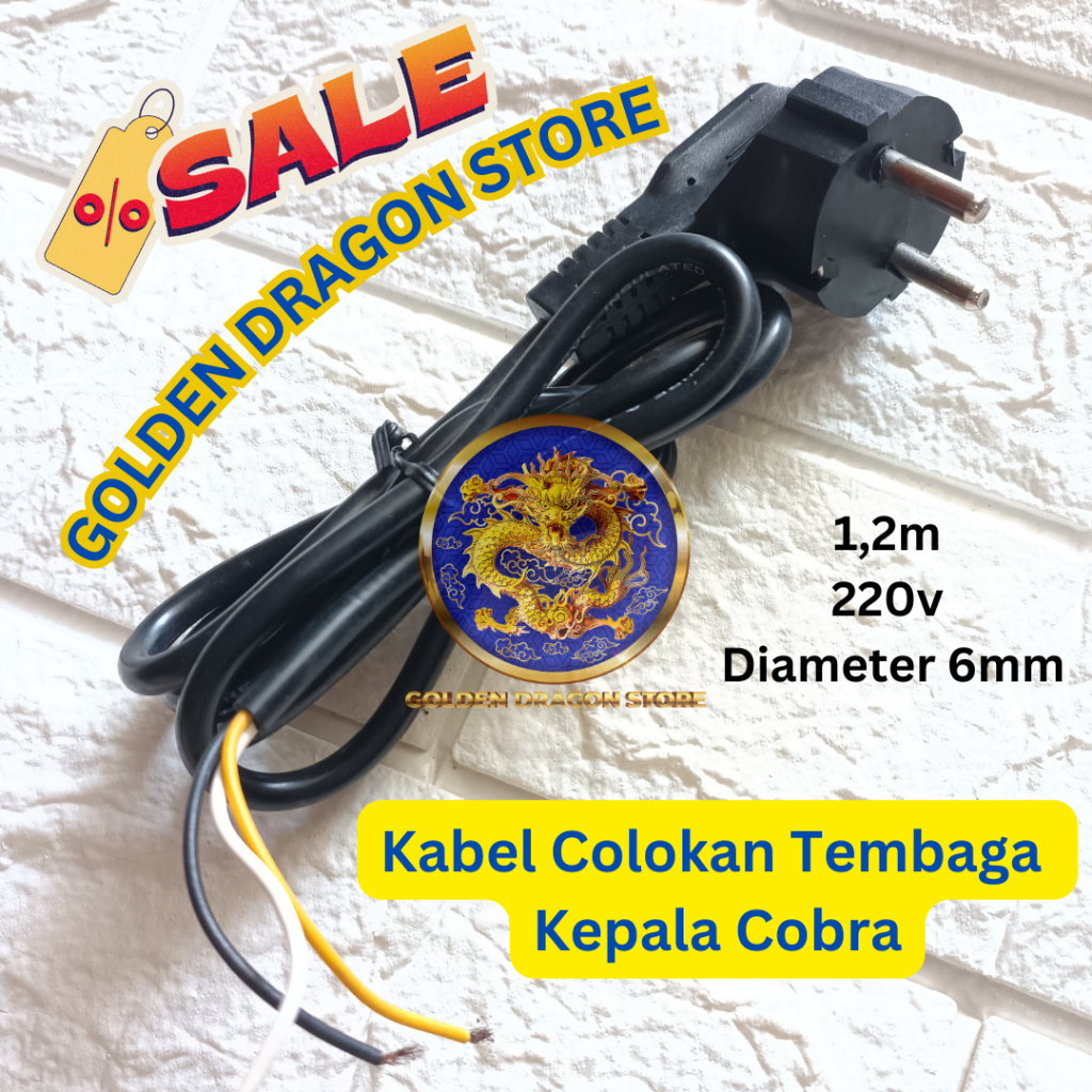 Jual SALE !! Kabel Colokan Tembaga Kepala Cobra 1,2m 220v Diameter 6mm ...