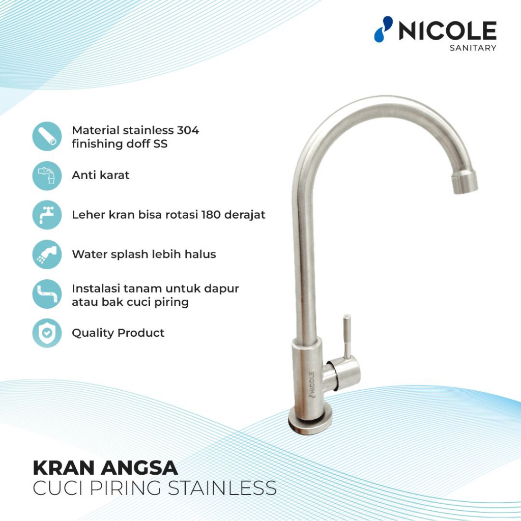 Jual Kran Angsa Wastafel Drat 1/2 inch/ Keran Bak Cuci Piring Stainless ...