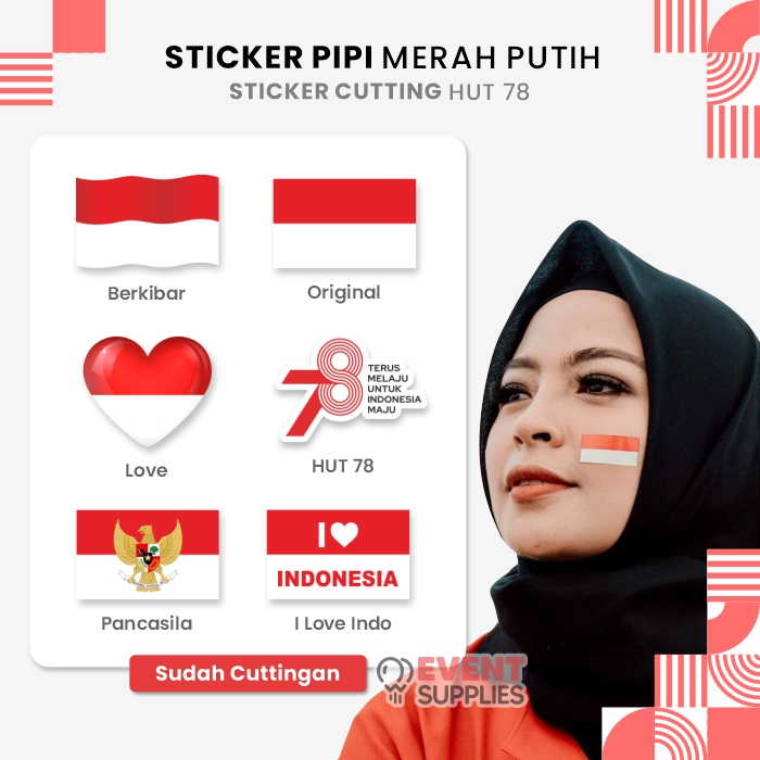 Jual Stiker Pipi HUT RI Bendera Merah Putih / Sticker Pipi Kemerdekaan ...