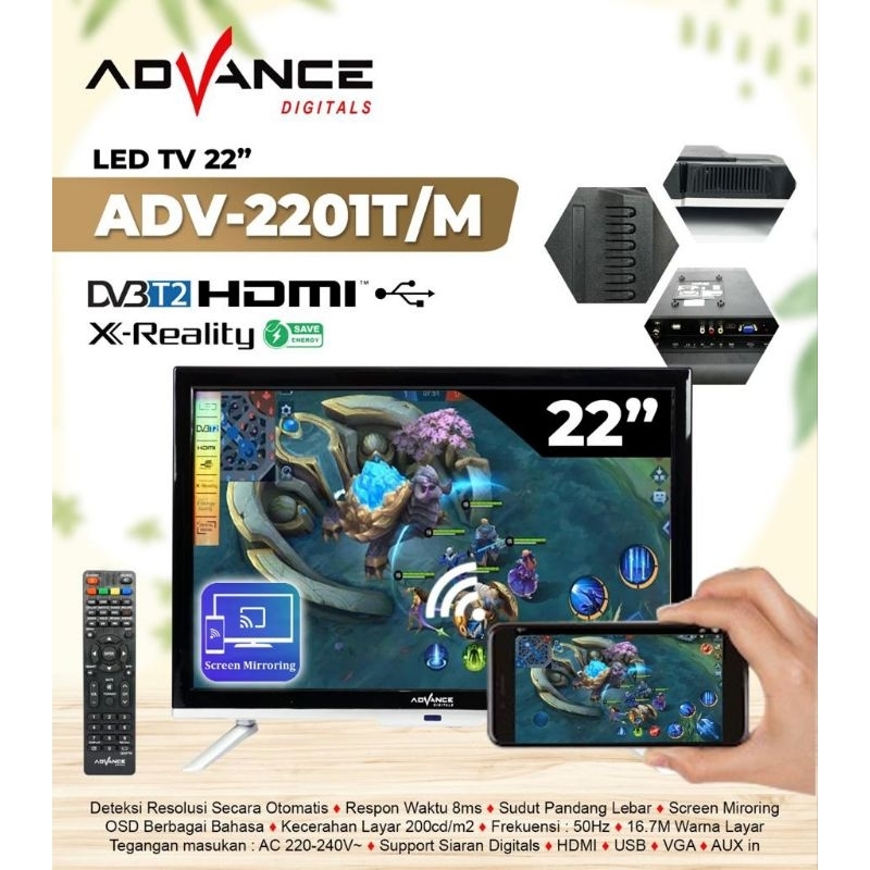 Jual Advance Televisi ADV-2201T/M 22 INCH TV LED DIGITAL Free paking ...