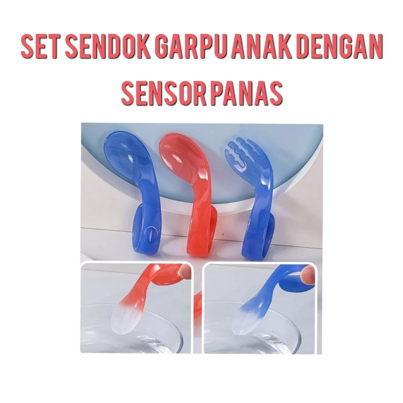 Jual BABY KURUK Set Sendok + Garpu Makan Bayu Sensor Suhu Panas ...