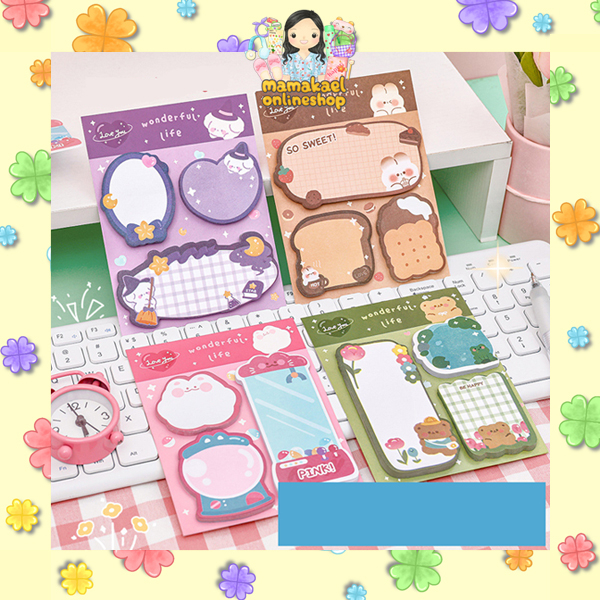 Jual 1 Set isi 60 lembar sticky notes wonderful life kertas mini memo ...