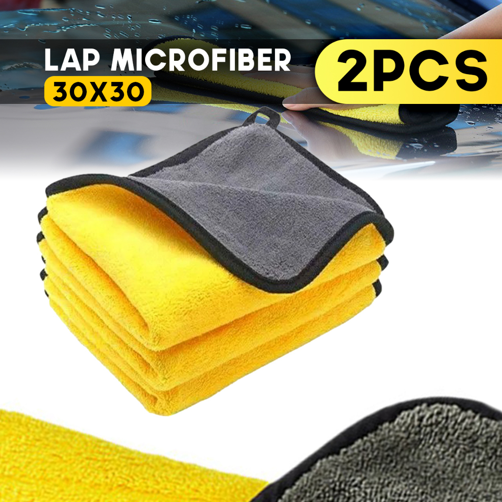 Jual 2 PCS Kain Lap Microfiber Lap Lembut 2 Sisi Halus 30x30 - Kain Lap ...