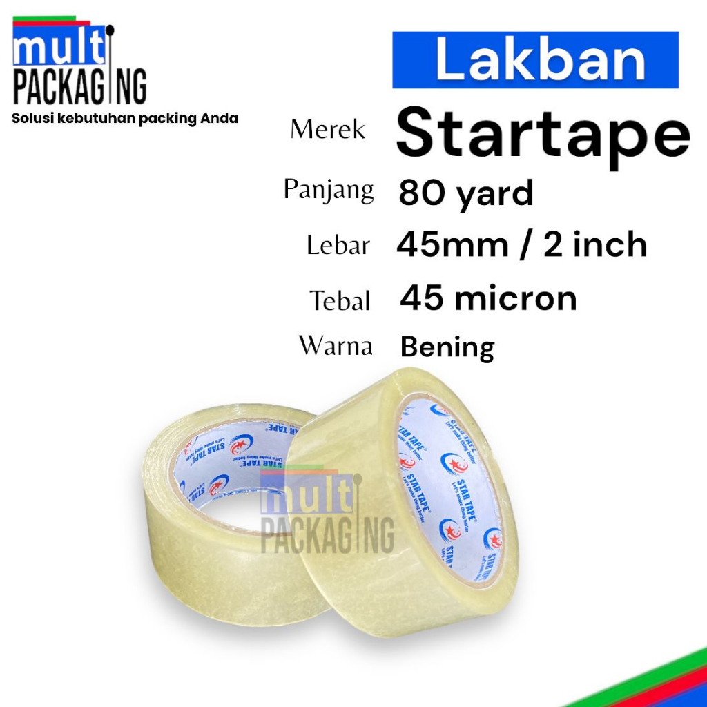 Jual Lakban uk. 45mm x 80 yard x 45 micron | Lakban Star Tape uk. 2 inch (INSTANT-SAMEDAY ...