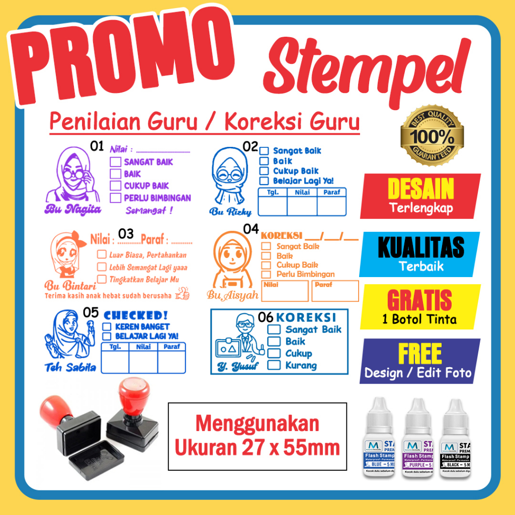 Jual [1HARI JADI] STEMPEL 𝐆𝐑𝐀𝐓𝐈𝐒 𝐓𝐈𝐍𝐓𝐀 NILAI GURU REWARD MURAH / CETAK ...