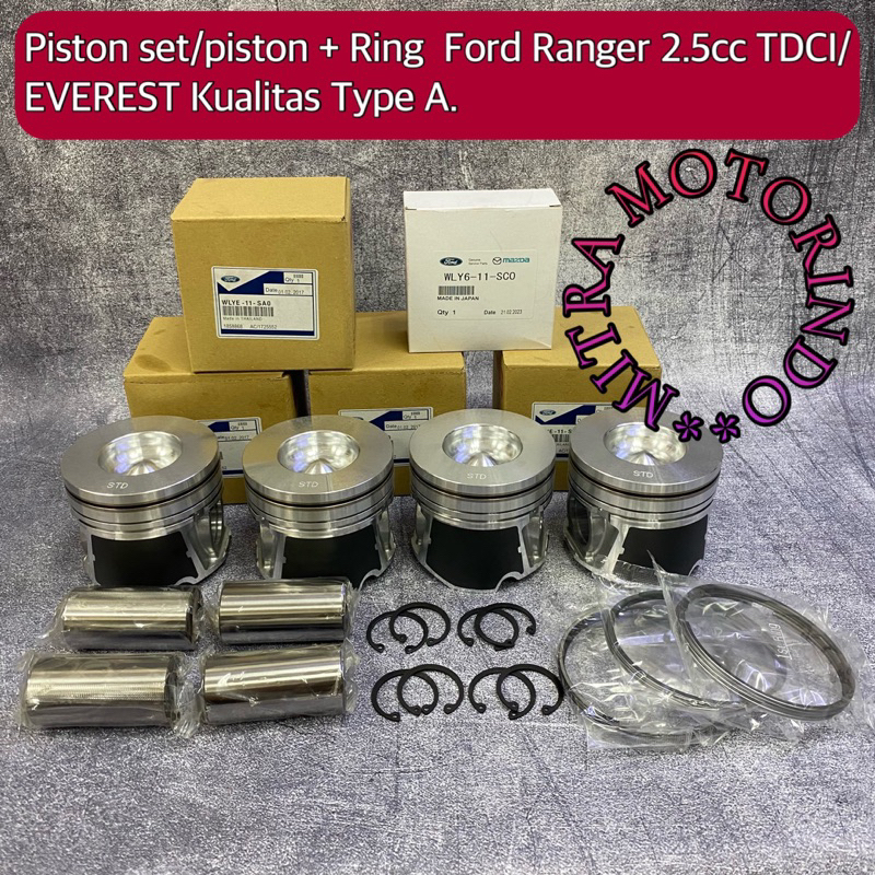 Jual Piston Set/Piston +Ring Ford Ranger 2.5cc TDCI/EVEREST Kualitas ...