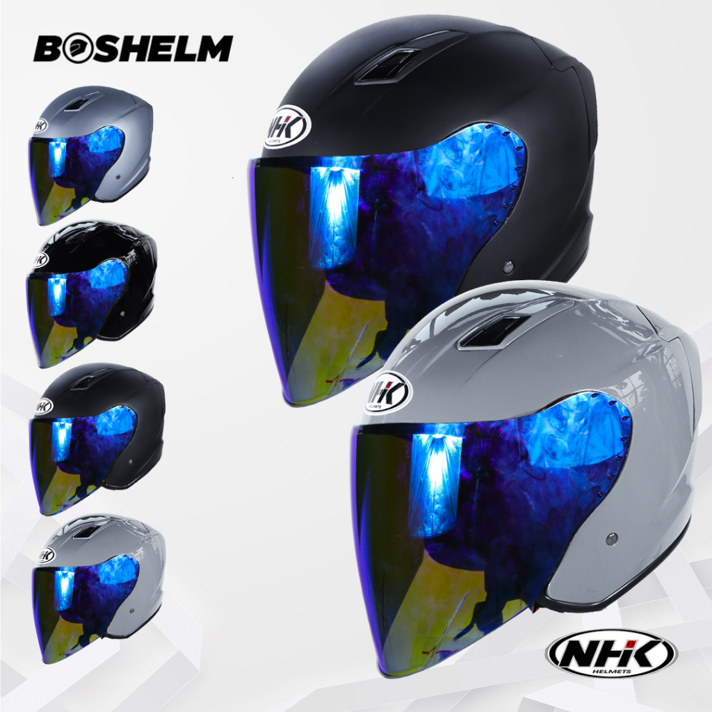 Jual BOSHELM Helm NHK R1 ELITE SOLID Iridium Visor NORISK BLUE Helm ...