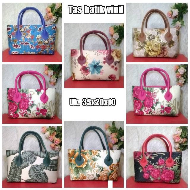 Jual Tas Batik Tote bag Motif Bunga BahanVinil /Tas Pesta /Tas Jinjing ...