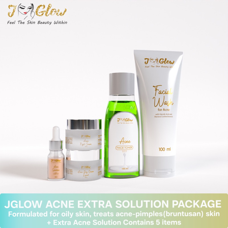 Jual JGLOW Skincare Paket Extra Acne Whitening Skin Cream glowing ...