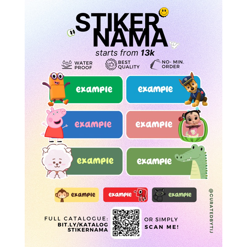 Jual CUSTOM STIKER NAMA WATERPROOF | Label Nama Transformers Mario Bros ...