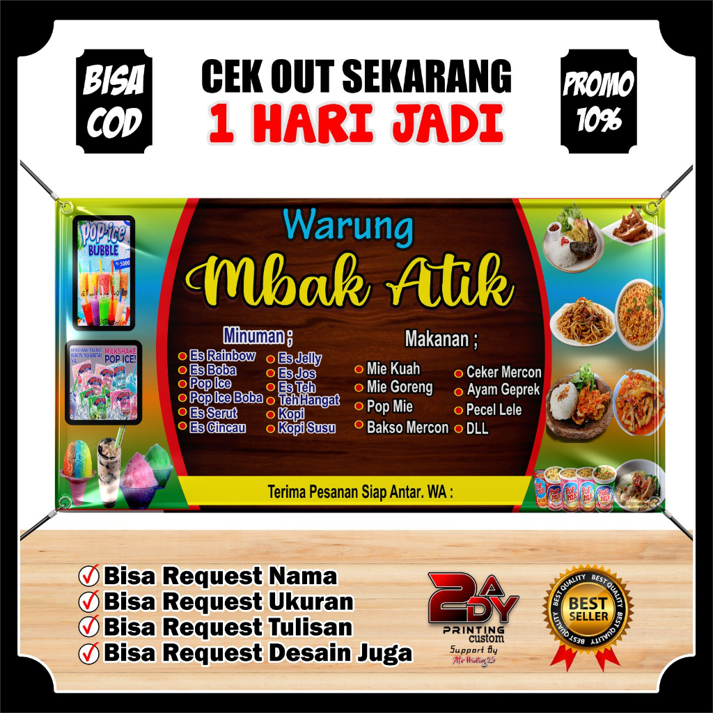 Jual Spanduk/Banner Custom WARUNG MAKAN/JAJANAN Bisa Custom&Request ...
