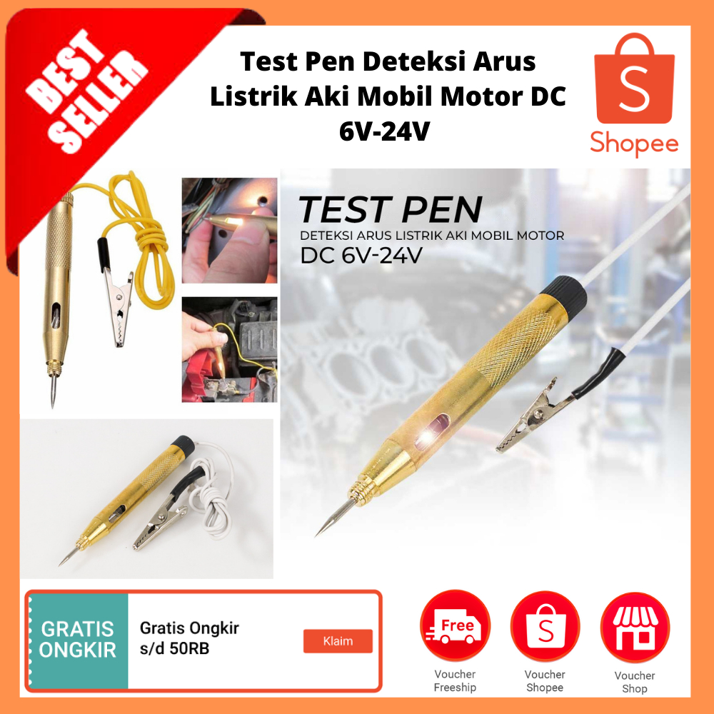 Jual Test Pen Deteksi Arus Listrik Aki Mobil Motor DC 6V-24V / Penguji ...