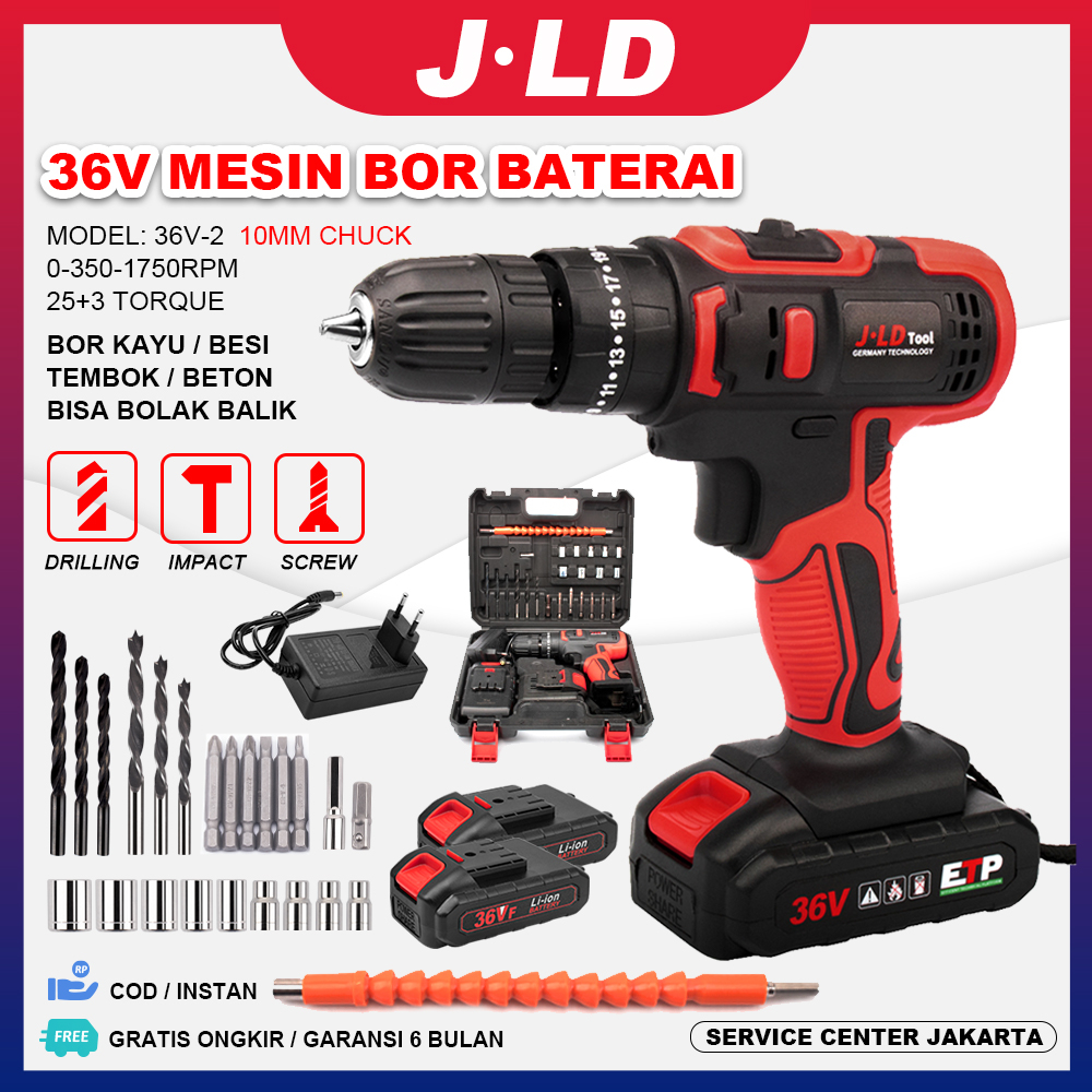 Jual JLD 36V Mesin bor baterai cas komplit Impact Bor bater Mesin Bor ...