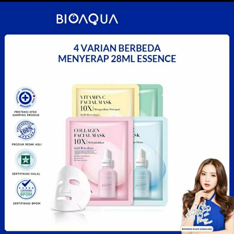 Jual BIOAQUA Sheet Mask 10X The Effect || Masker Wajah Bio Aqua | Shopee Indonesia