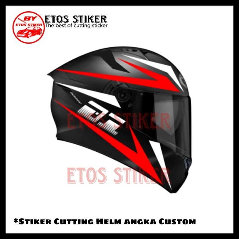 Jual Stiker Helm Custom Angka cutting sticker Helm Full Face | Shopee ...