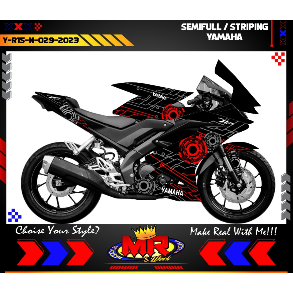Jual Decal Stiker Motor Yamaha R15 New Decal Modifikasi Variasi Body ...