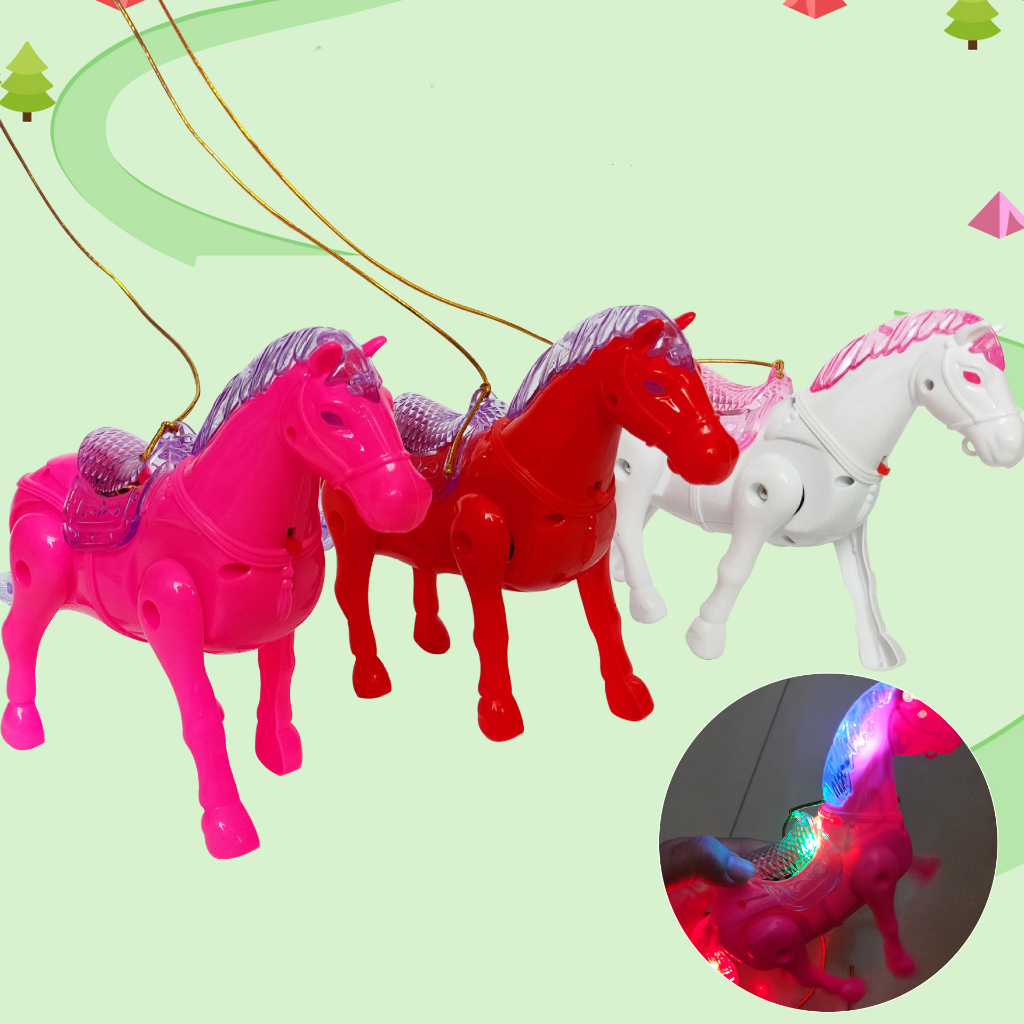 Jual Mainan kuda berjalan elektrik, mainan kuda dengan lampu tali untuk ...