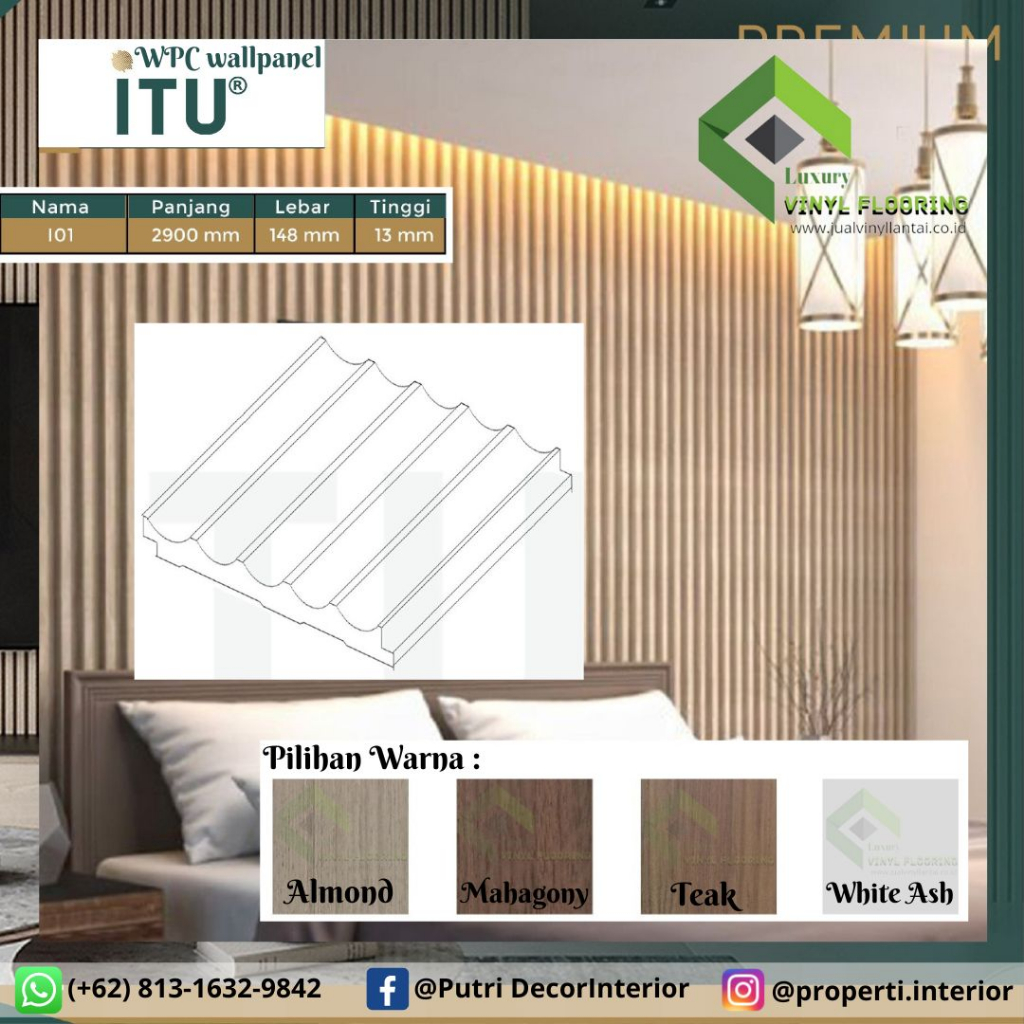 Jual wpc wallpanel ITU Premium type I01 - uk. 14,8cm x 2,9m tebal 13mm ...