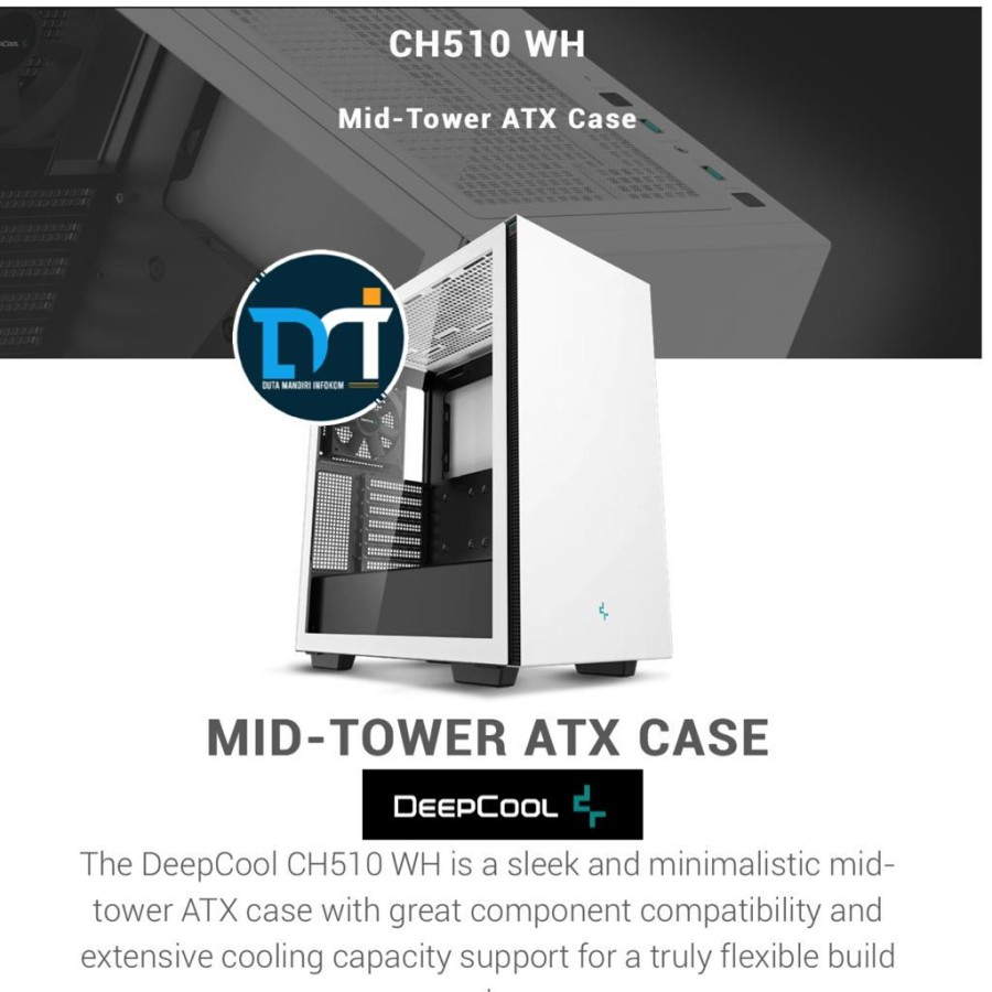 Jual Deepcool CH510 I WH - Tempered Glass Mid-Tower E-ATX Gaming Case ...