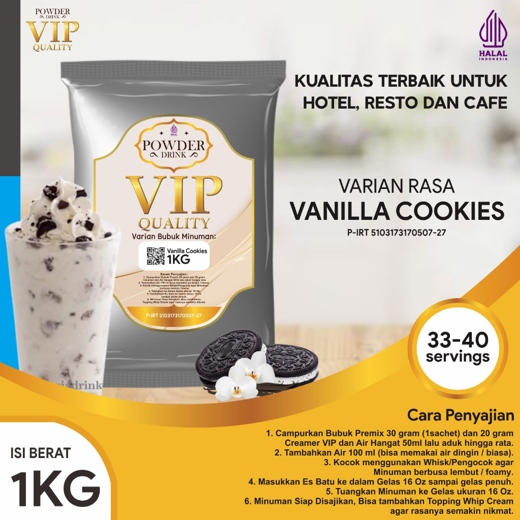 Jual Bubuk Minuman Kualitas VIP Rasa Choco Vanilla Cookies 1 Kg Vanila ...