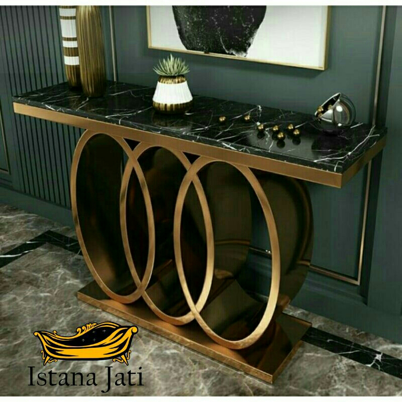 Jual meja consule oval stainless gold(meja console luxury,meja rias ...