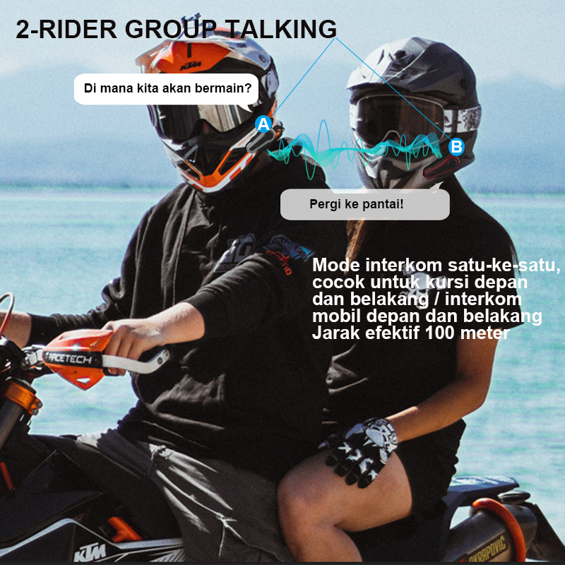 Jual E1 Intercom helm Bluetooth 5.0 /headset bluetooth helm/Waktu siaga ...