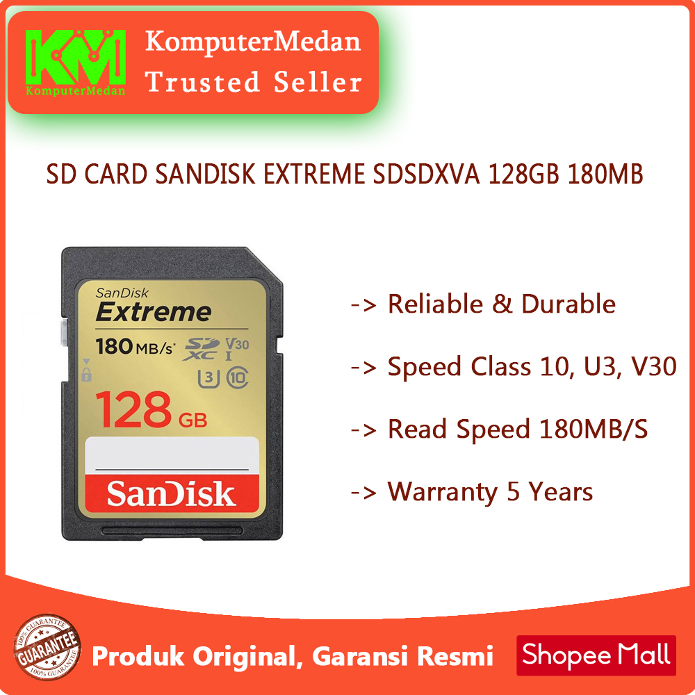 Jual SD CARD SANDISK EXTREME SDSDXVA 128GB 180MB | Shopee Indonesia